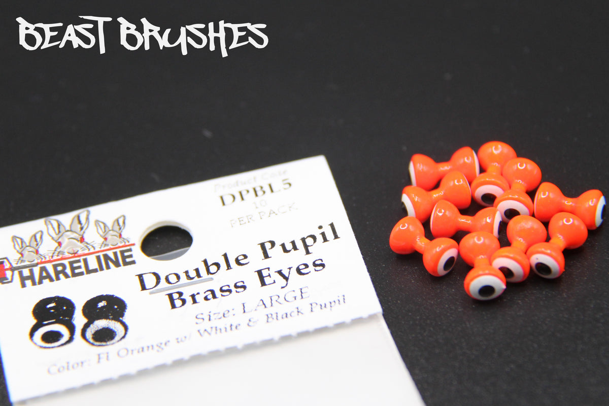 Hareline Double Pupil Brass Eyes – Beast Brushes Inc
